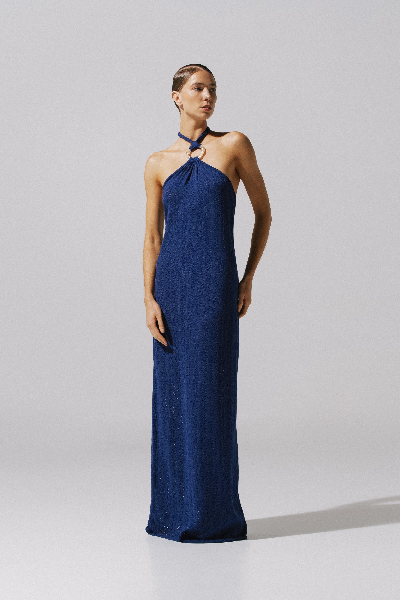 Jericó Maxi Dress Blue in Knit Fabric - Resort 26 – INTERNATIONAL BAOBAB